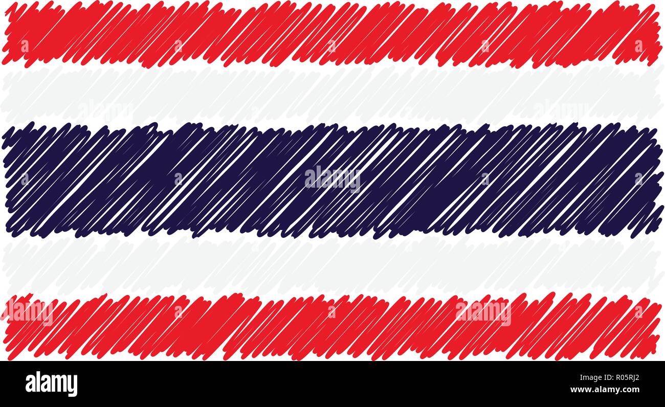 Hand Drawn National Flag Of Thailand Isolated On A White Background ...
