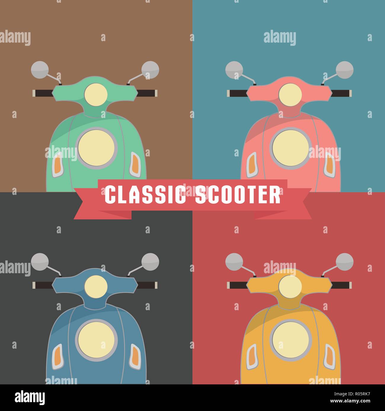 Red motor scooters Stock Vector Images - Alamy