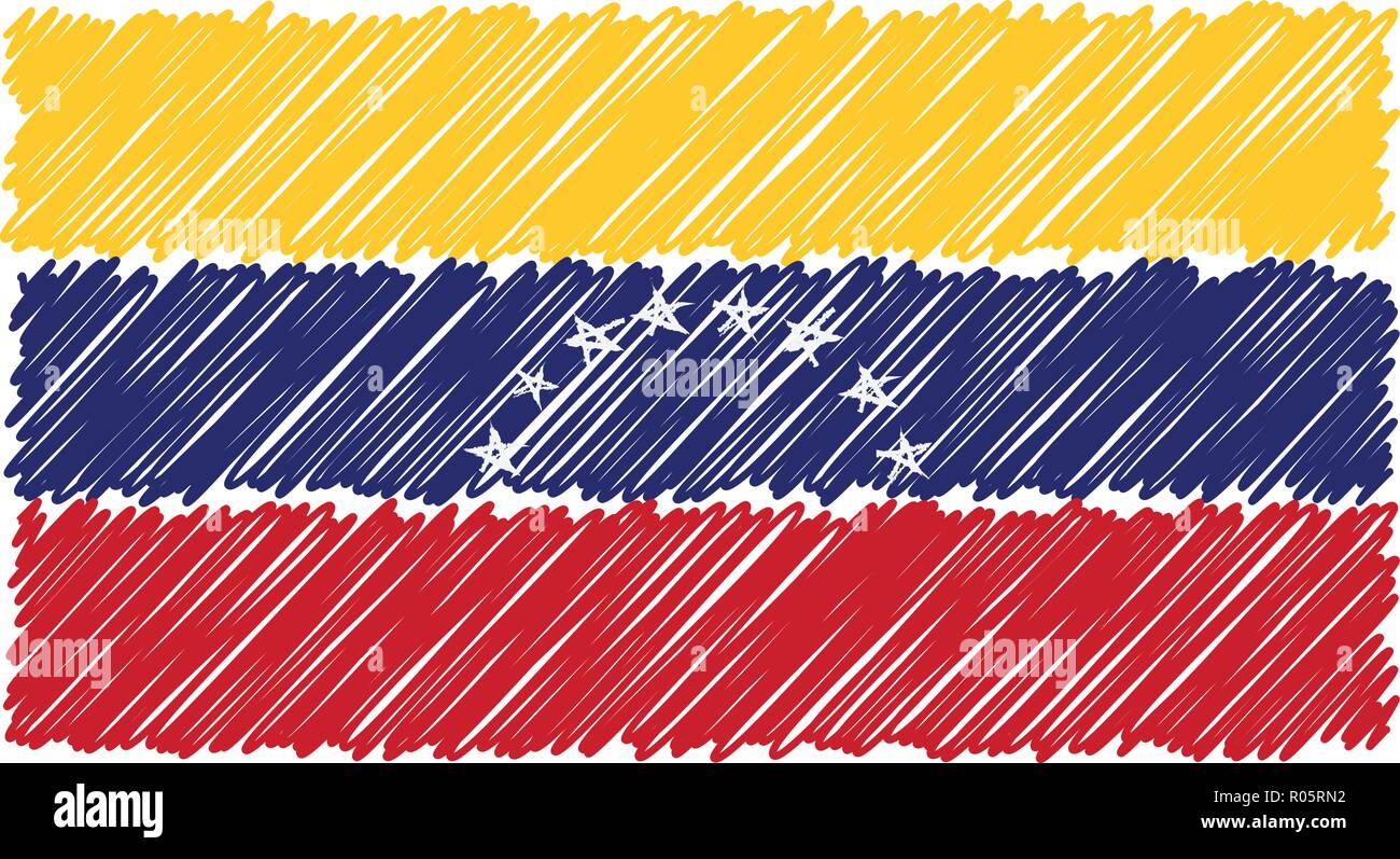 Hand Drawn National Flag Of Venezuela Isolated On A White Background ...