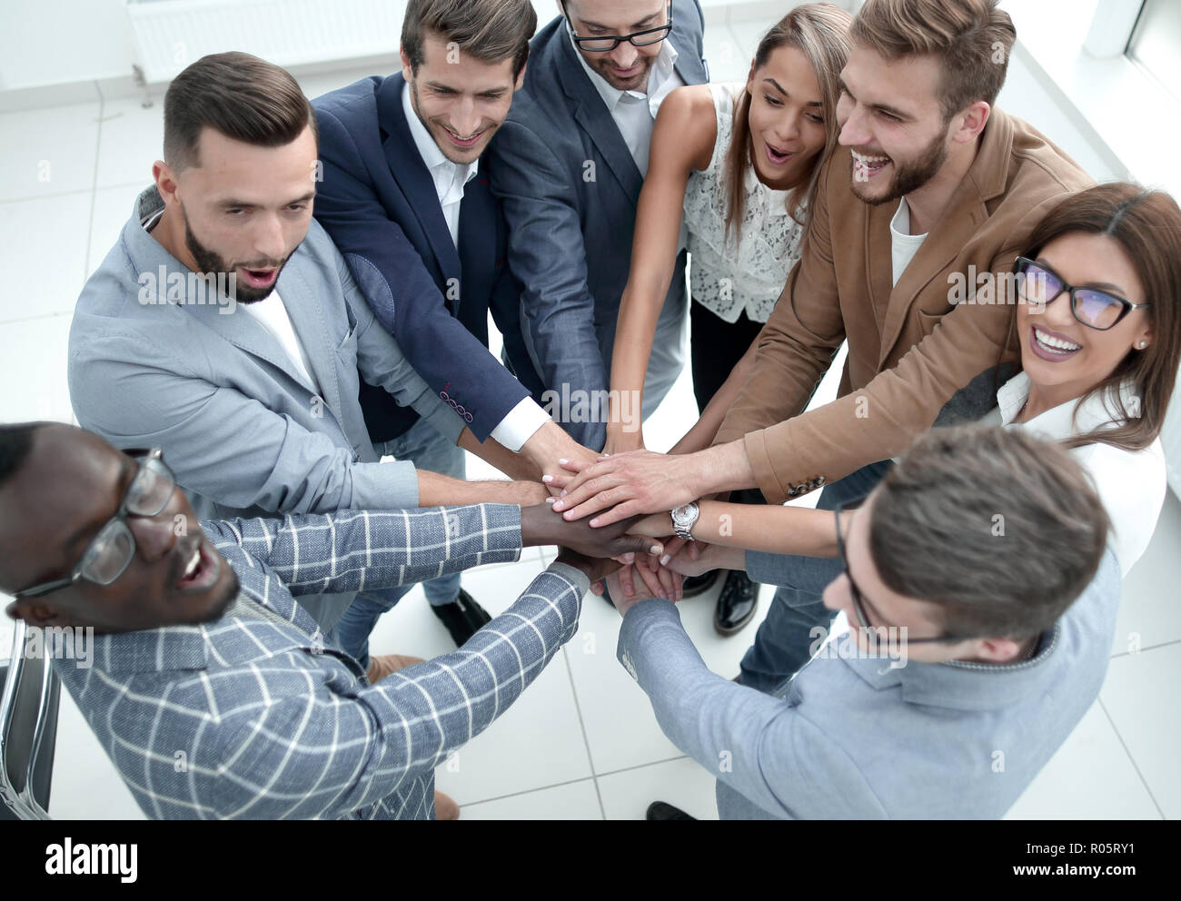 close up.modern business team standing in a circle.the concept of ...