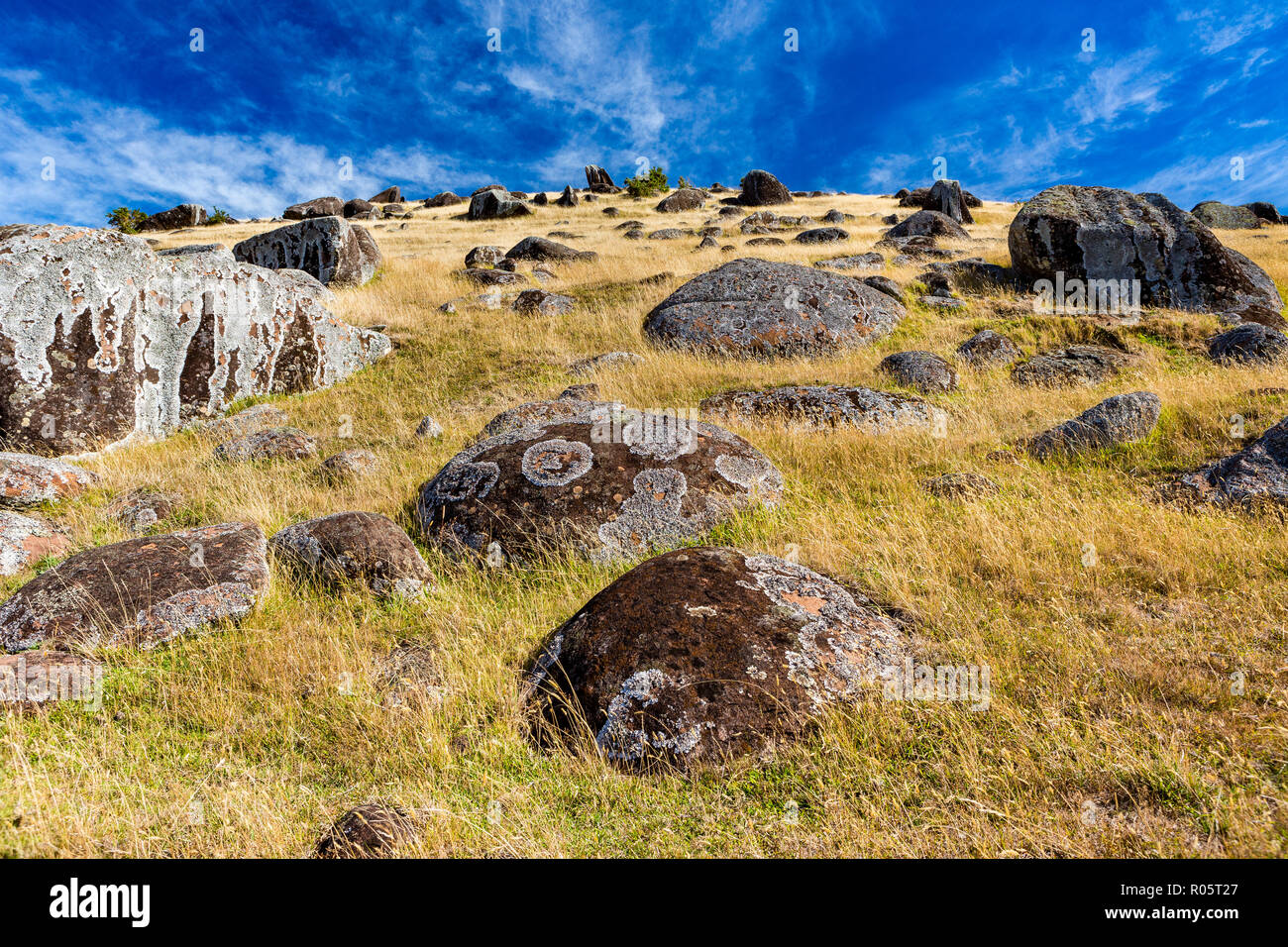 Rockformation stony Batter at Waiheke Island, New Zealand Stock Photo ...