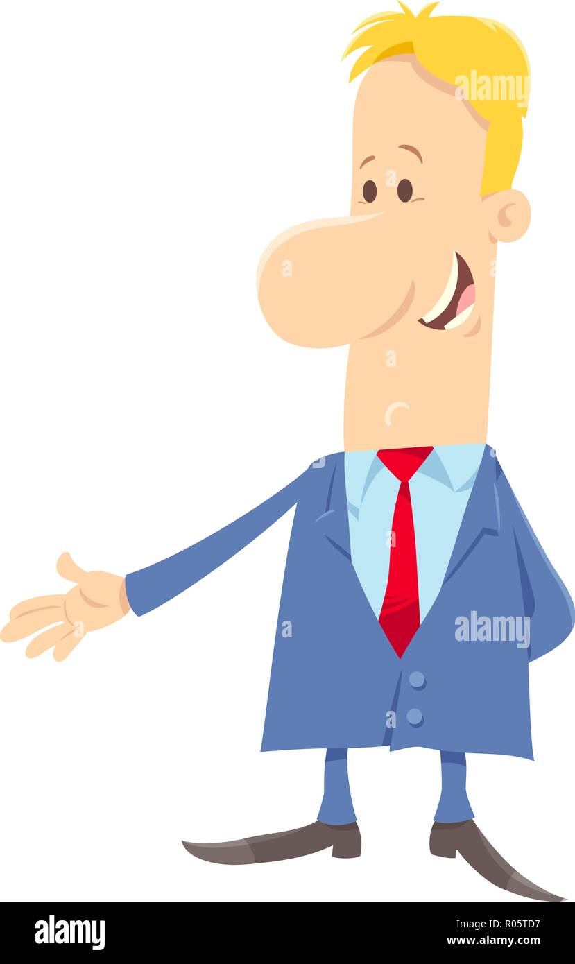 Cartoon Illustration of Man or Businessman Manager Character in Suit ...