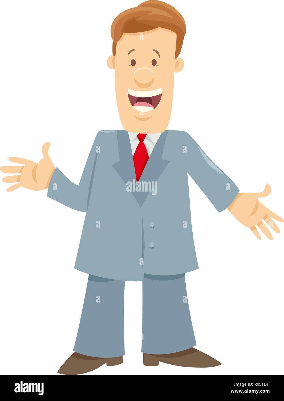 Cartoon Illustration of Happy Man or Businessman Character Giving a ...