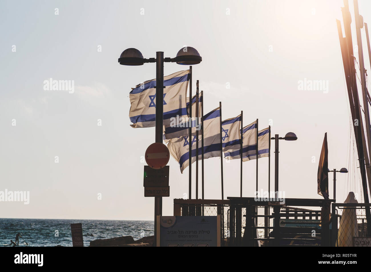 Tel Aviv, Israel - June 6, 2018: View from the beach promenade of Tel ...
