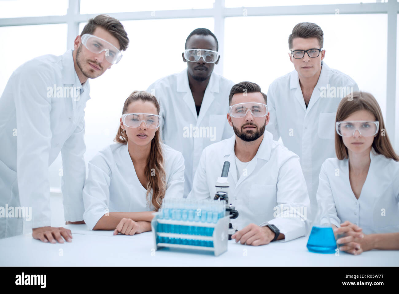 A group of biologists looking for a camera, a presentation of a group ...