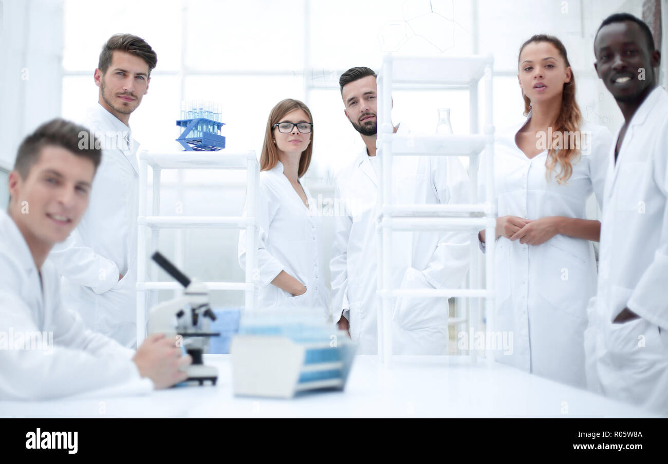 Team In Laboratory Doing Research, Man And Woman Making Scientific ...