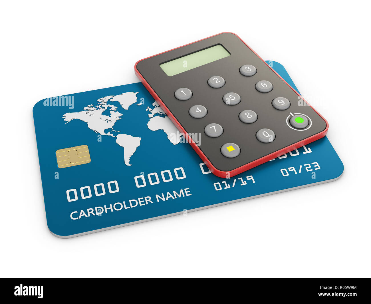 3d Illustration of bank card with security token, isolated white Stock ...