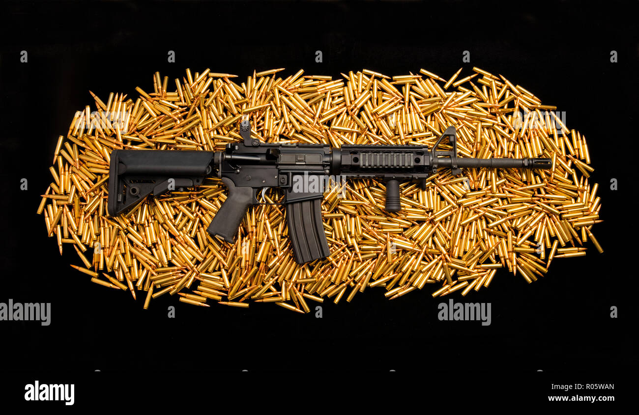 AR-15 assault rifle, also known as the M4 Carbine chambered in caliber ...