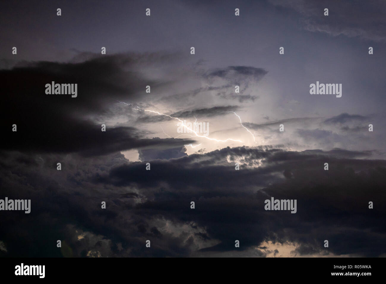 Lightning above the sea. Sea at night Stock Photo - Alamy