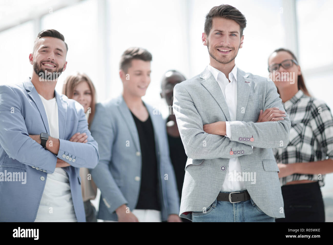 Group of creative people having a meeting in a modern office Stock ...