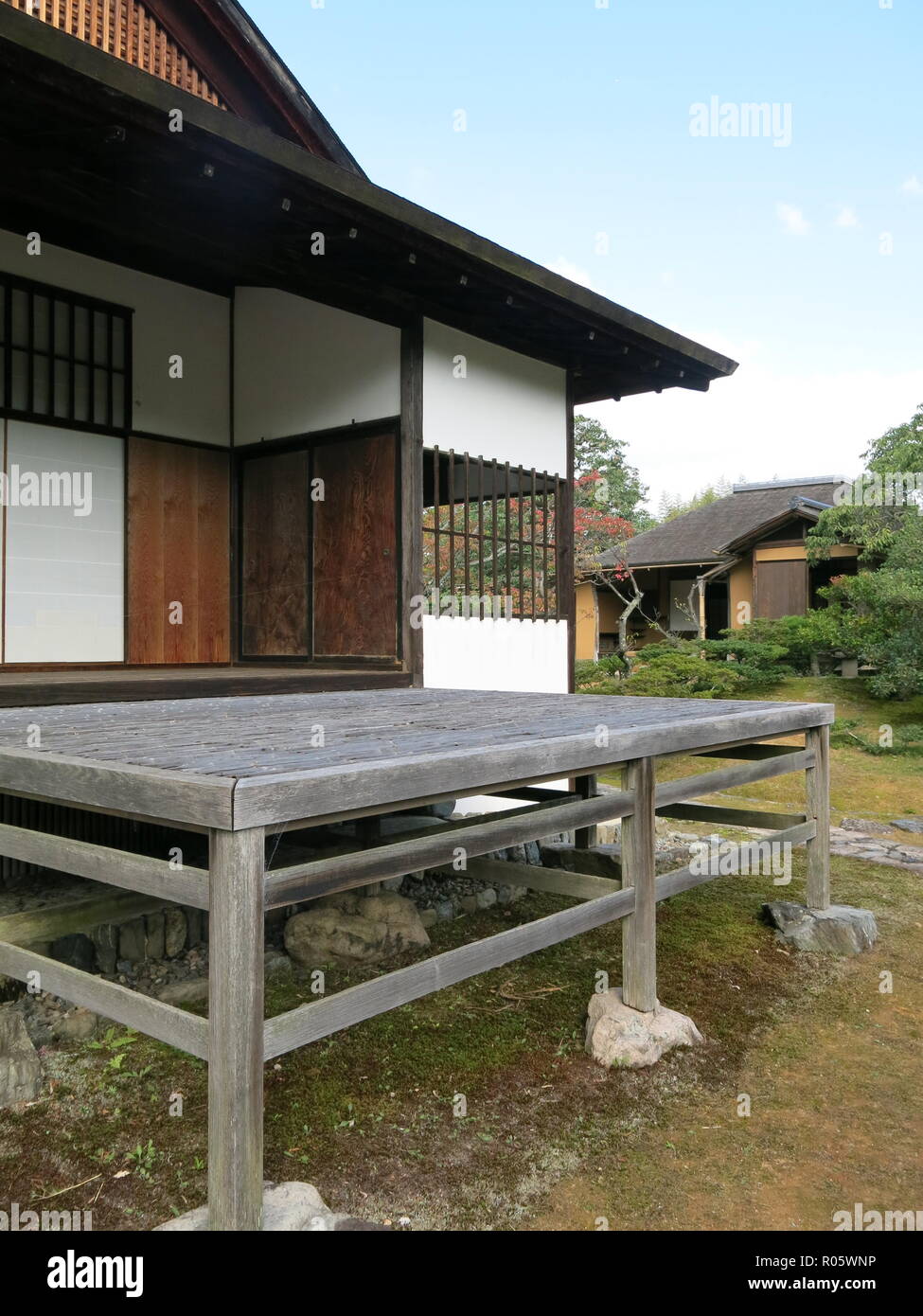 Exterior view of a traditional Japanese tea-house; Katsurarikyu-mae ...
