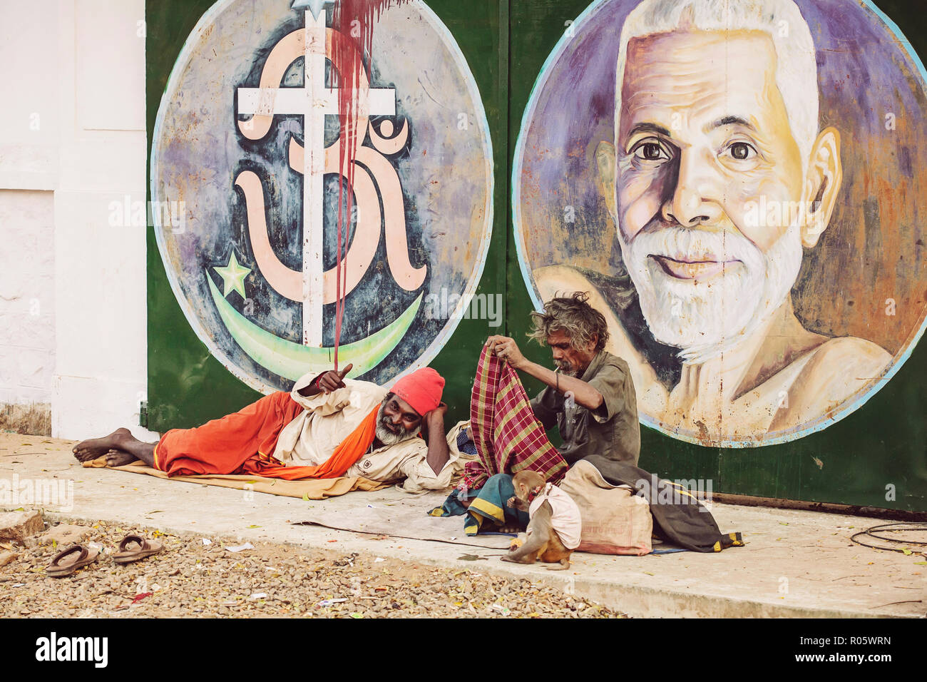 Arunachala in Tiruvannamalai, Tamil Nadu, India, January 27, 2018: two ...