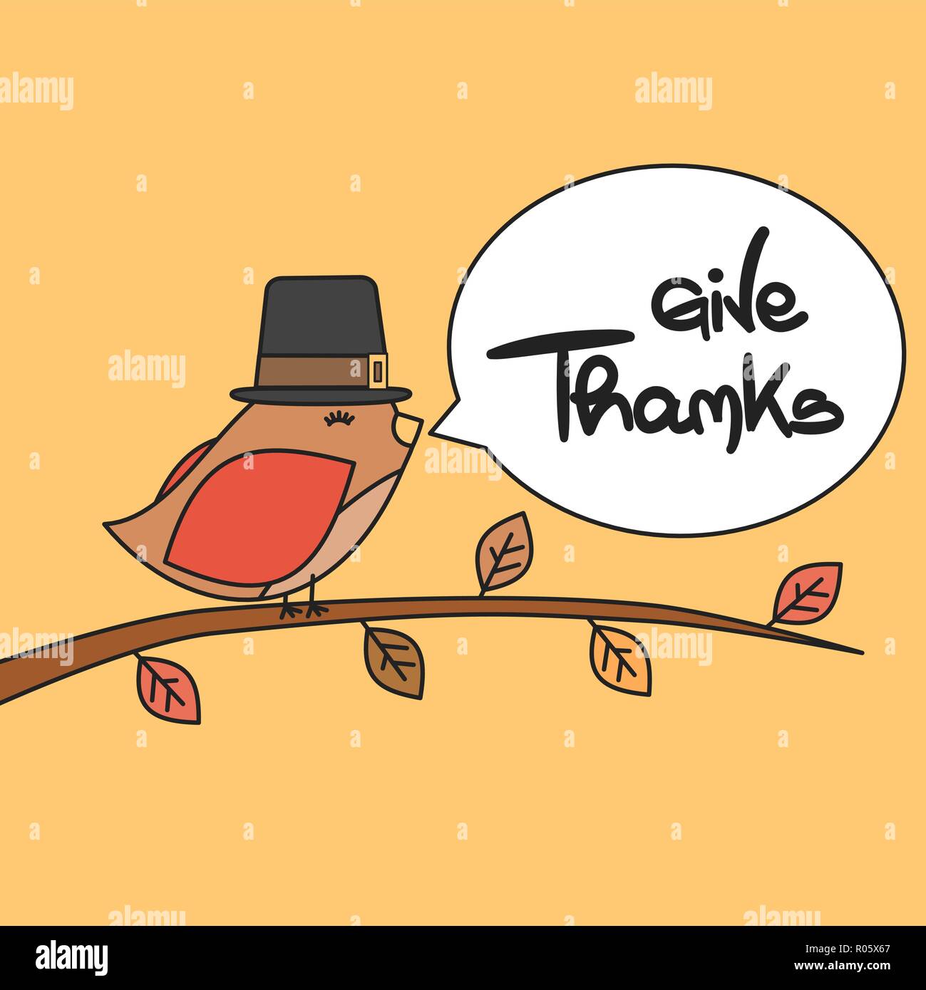 cute lovely hand drawn lettering give thanks vector greeting card with ...