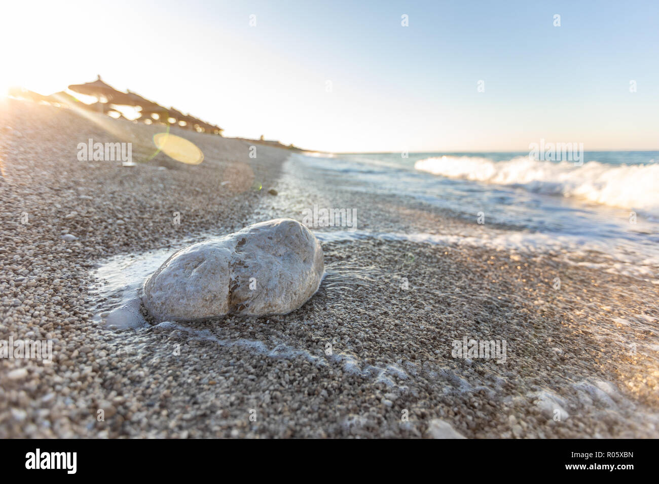 White pebble on the background of the beach at dawn Stock Photo - Alamy