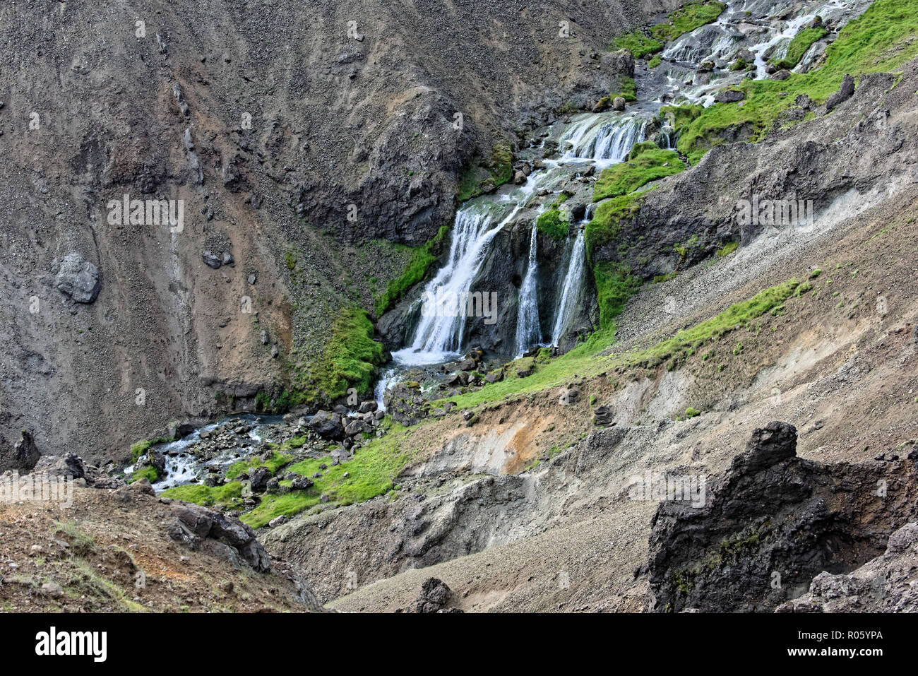 Near Hveragerði, Iceland. The geothermal hot river at Reykjadalur is a ...