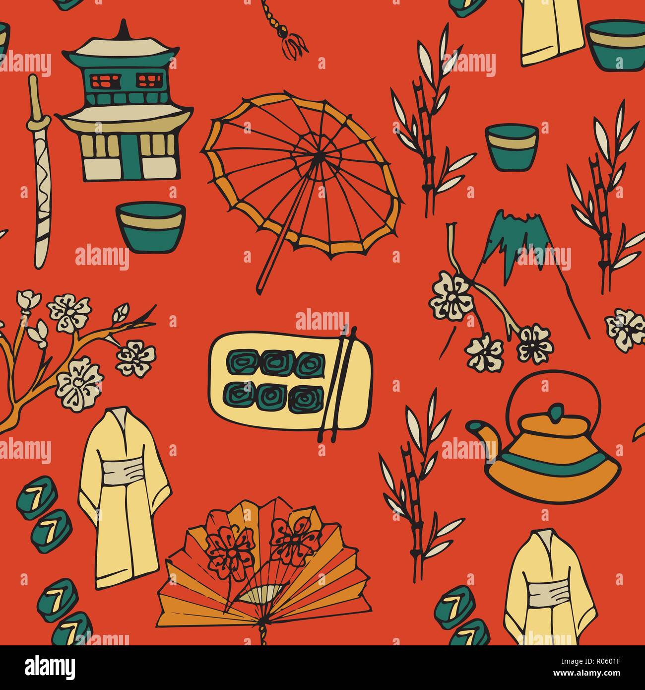 Japanese traditional natioanal symbols Stock Vector Image & Art - Alamy