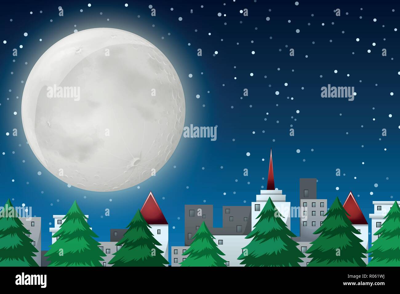 A winter night scene illustration Stock Vector Image & Art - Alamy