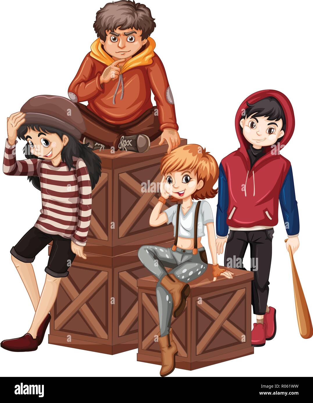 Group of problem teenager illustration Stock Vector Image & Art - Alamy