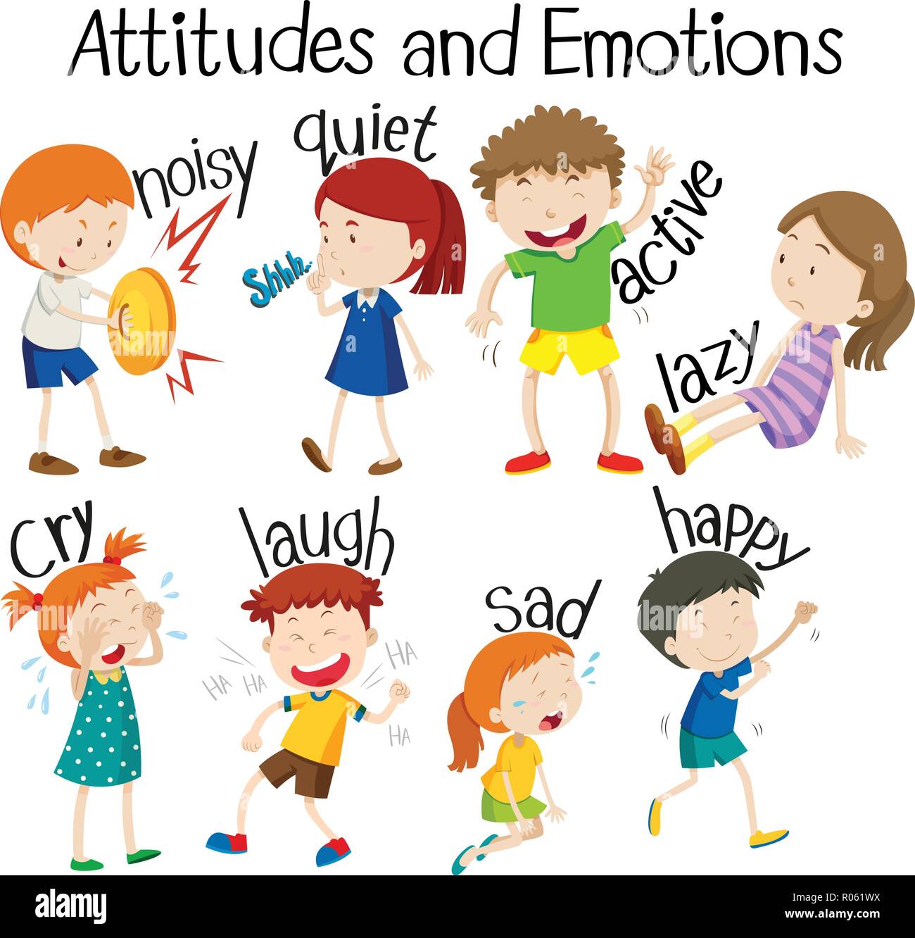 Set of attitudes and emotions illustration Stock Vector Image & Art - Alamy