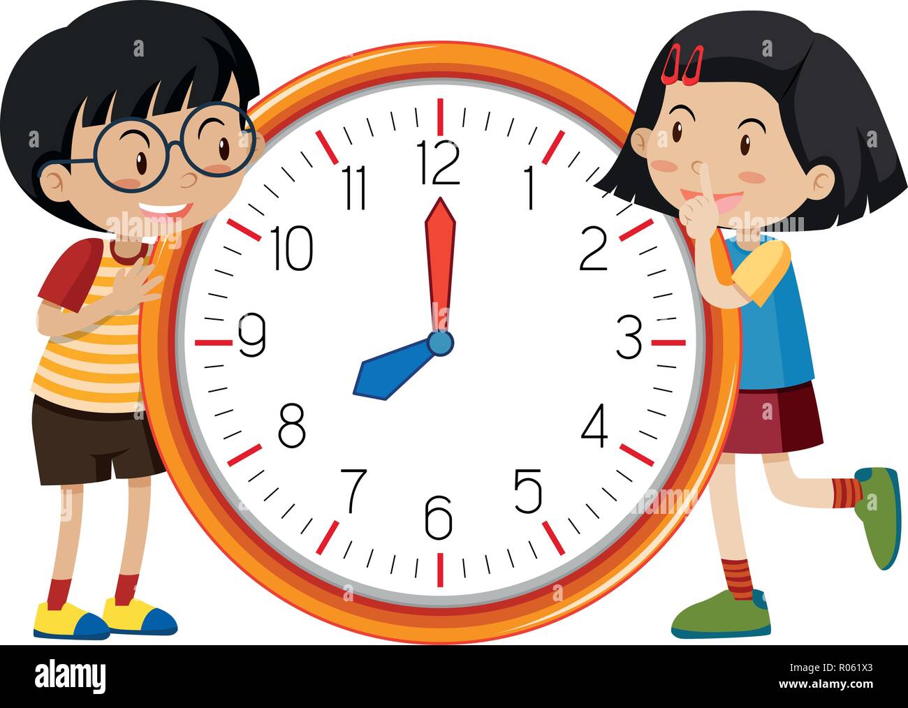 Cute children clock template illustration Stock Vector Image & Art - Alamy
