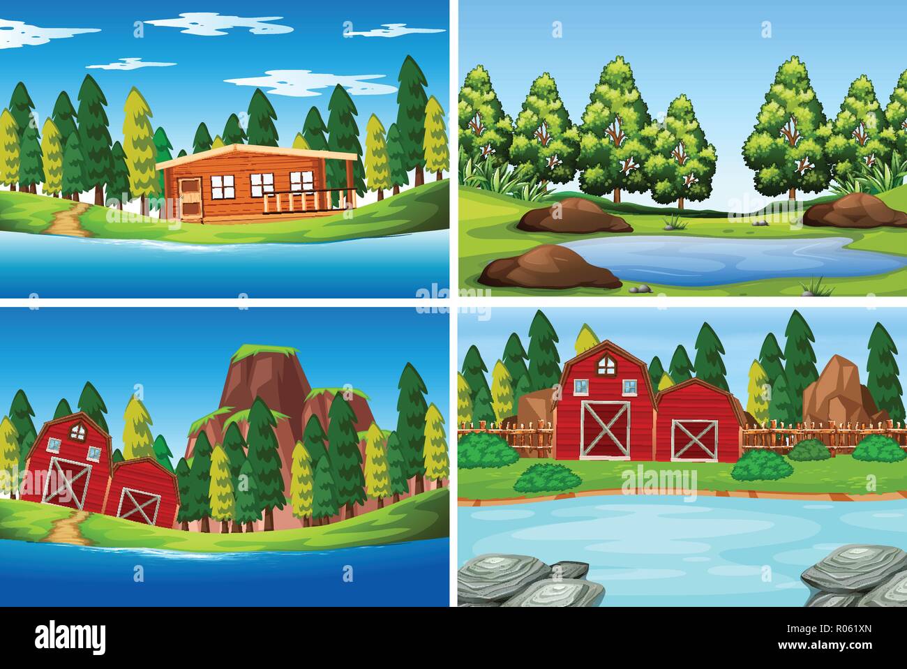 Set of outdoor scenes illustration Stock Vector Image & Art - Alamy
