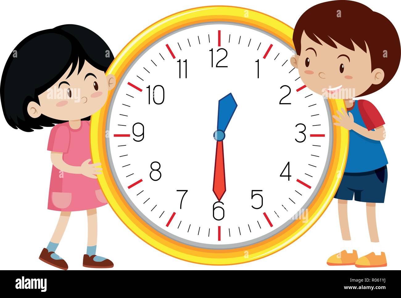 Cute children clock template illustration Stock Vector Image & Art - Alamy