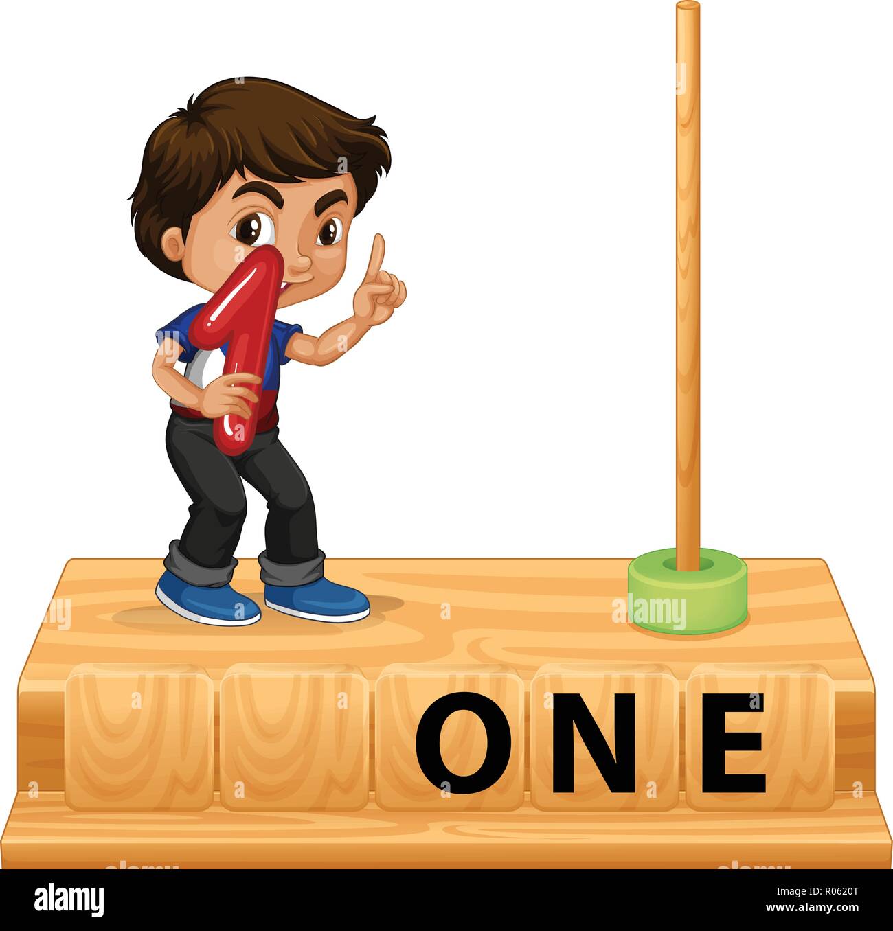 Young boy holding number one illustration Stock Vector Image & Art - Alamy