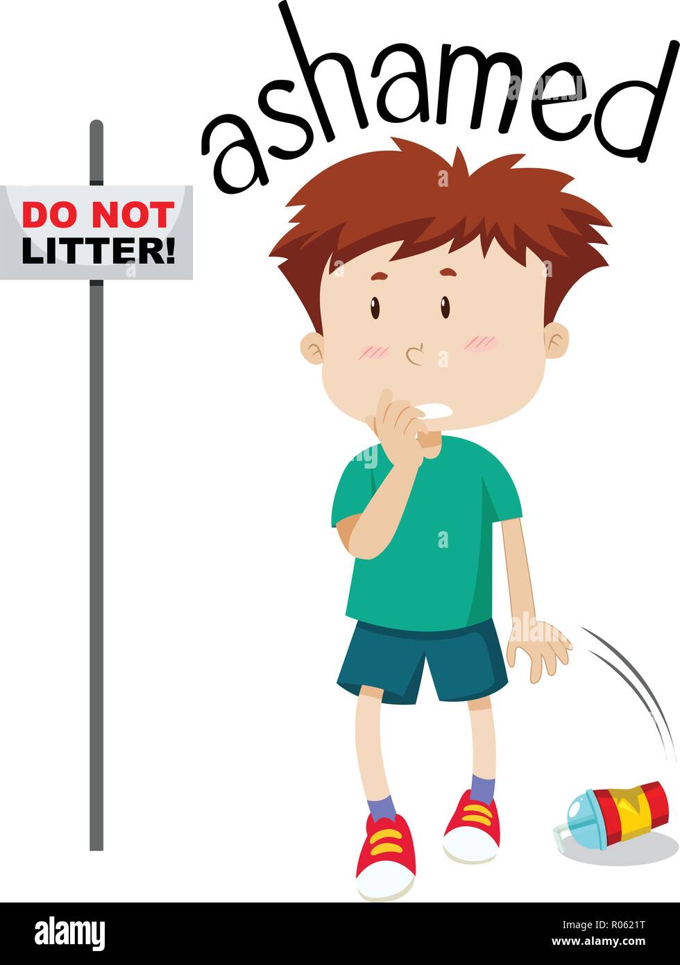 Young boy ashamed image illustration Stock Vector Image & Art - Alamy