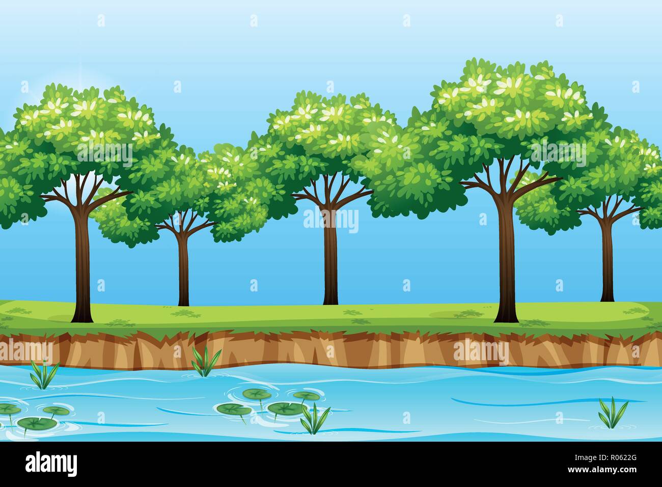 A nature river landscape illustration Stock Vector Image & Art - Alamy