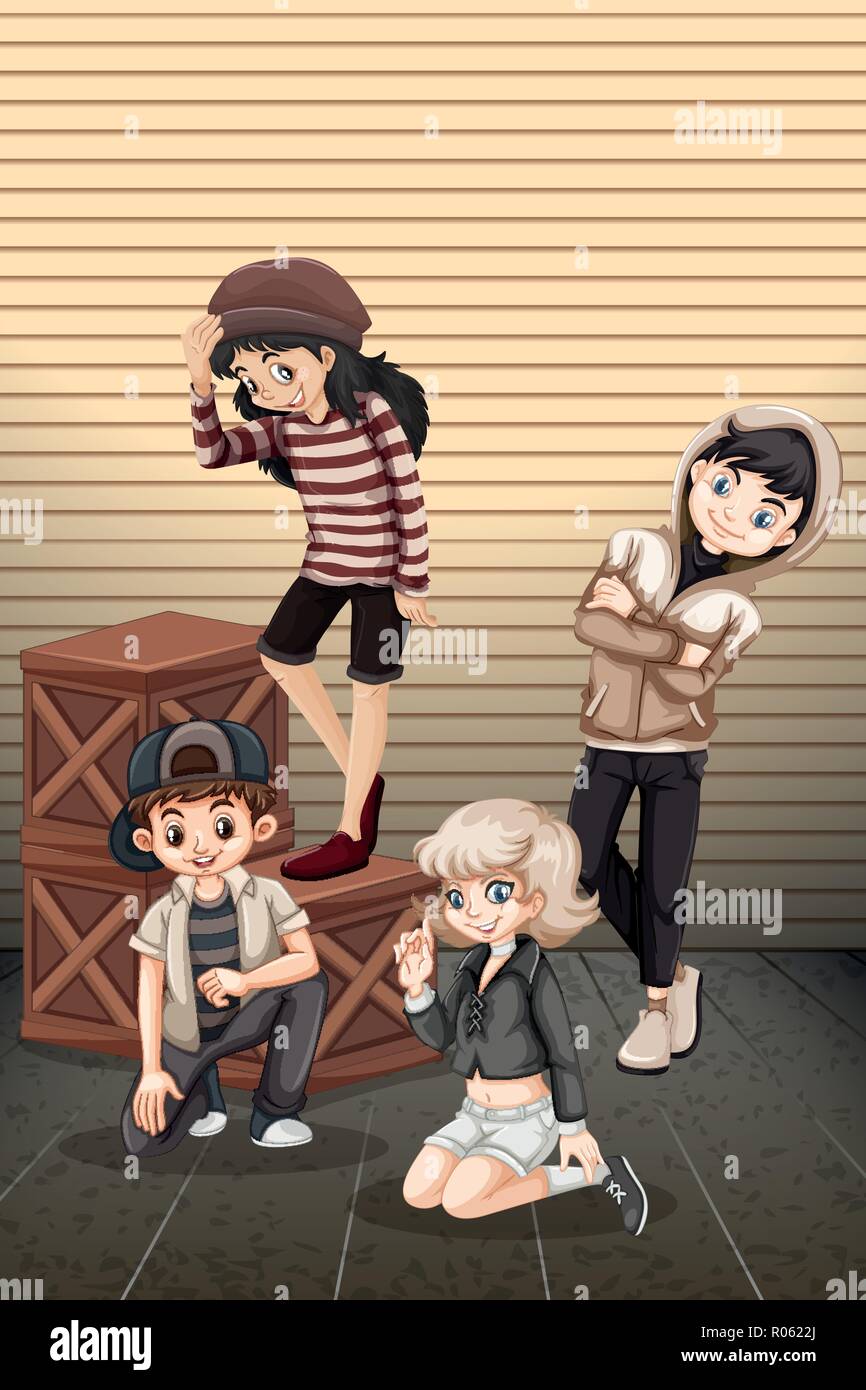 Teenagers hanging together scene illustration Stock Vector Image & Art ...