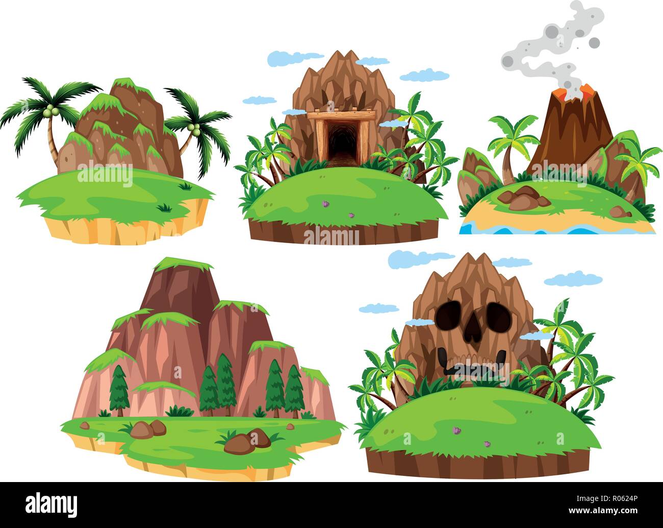 Set mountain island on white background illustration Stock Vector Image ...