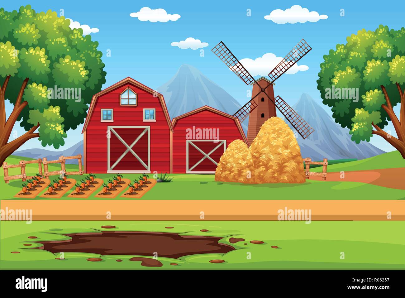 House in farmland landscape illustration Stock Vector Image & Art - Alamy