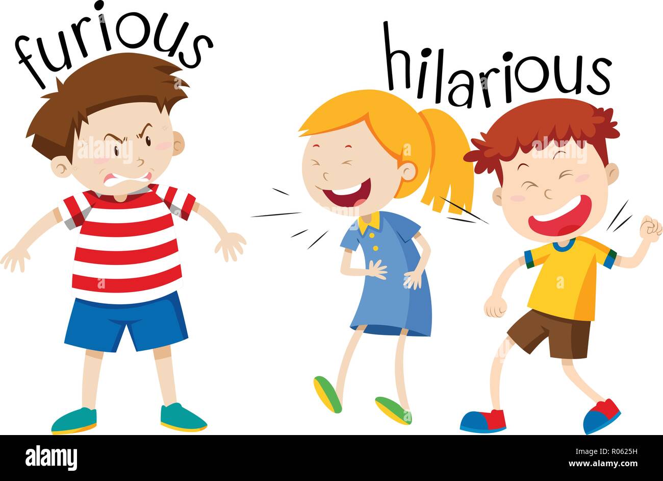 Opposites furious and hilarious illustration Stock Vector Image & Art ...