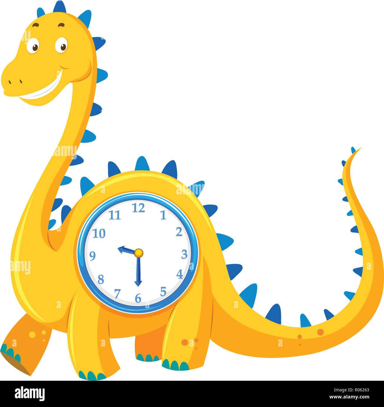 A dinosaur clock on white background illustration Stock Vector Image ...