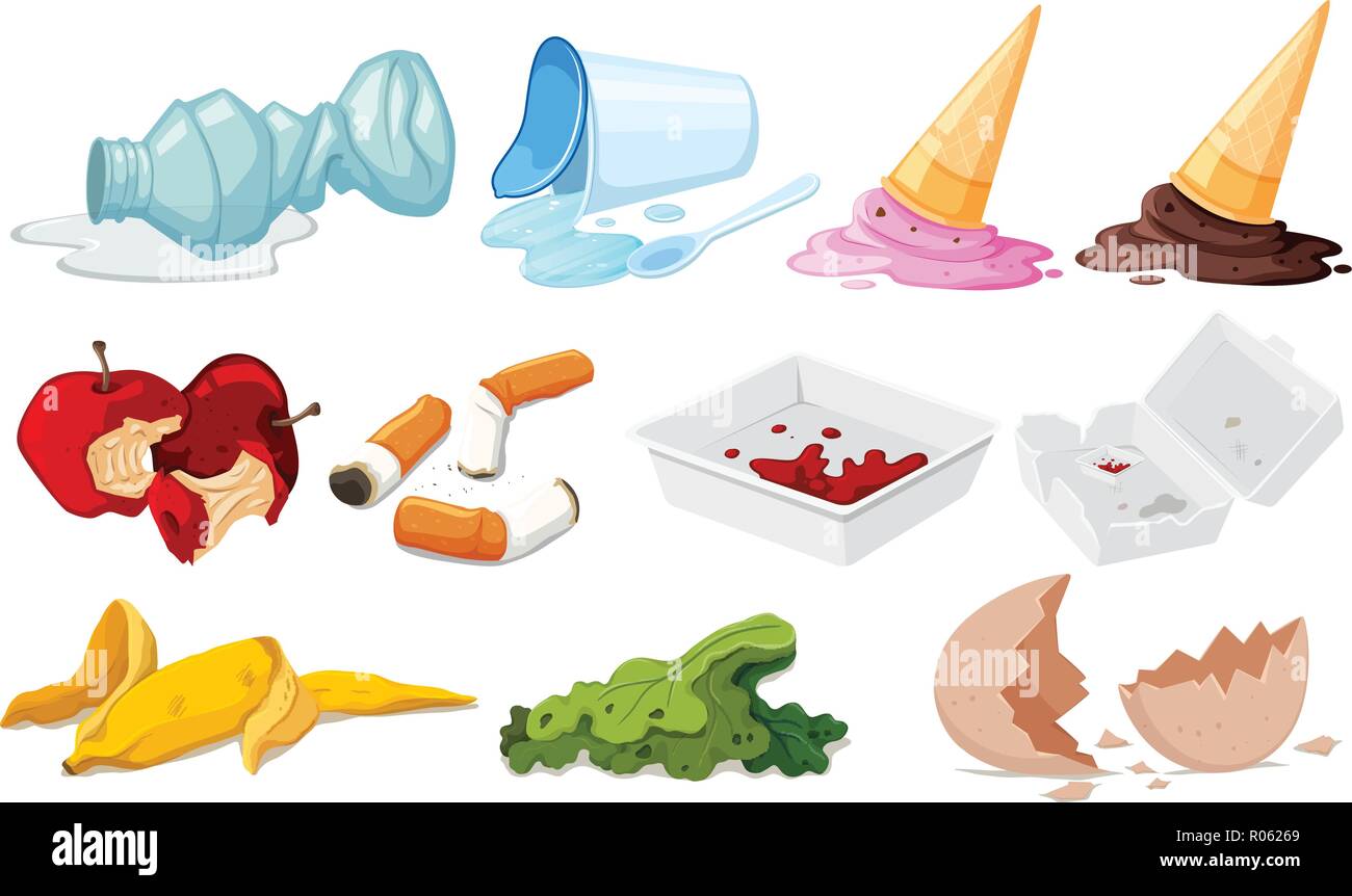 Set of junk on white background illustration Stock Vector Image & Art ...