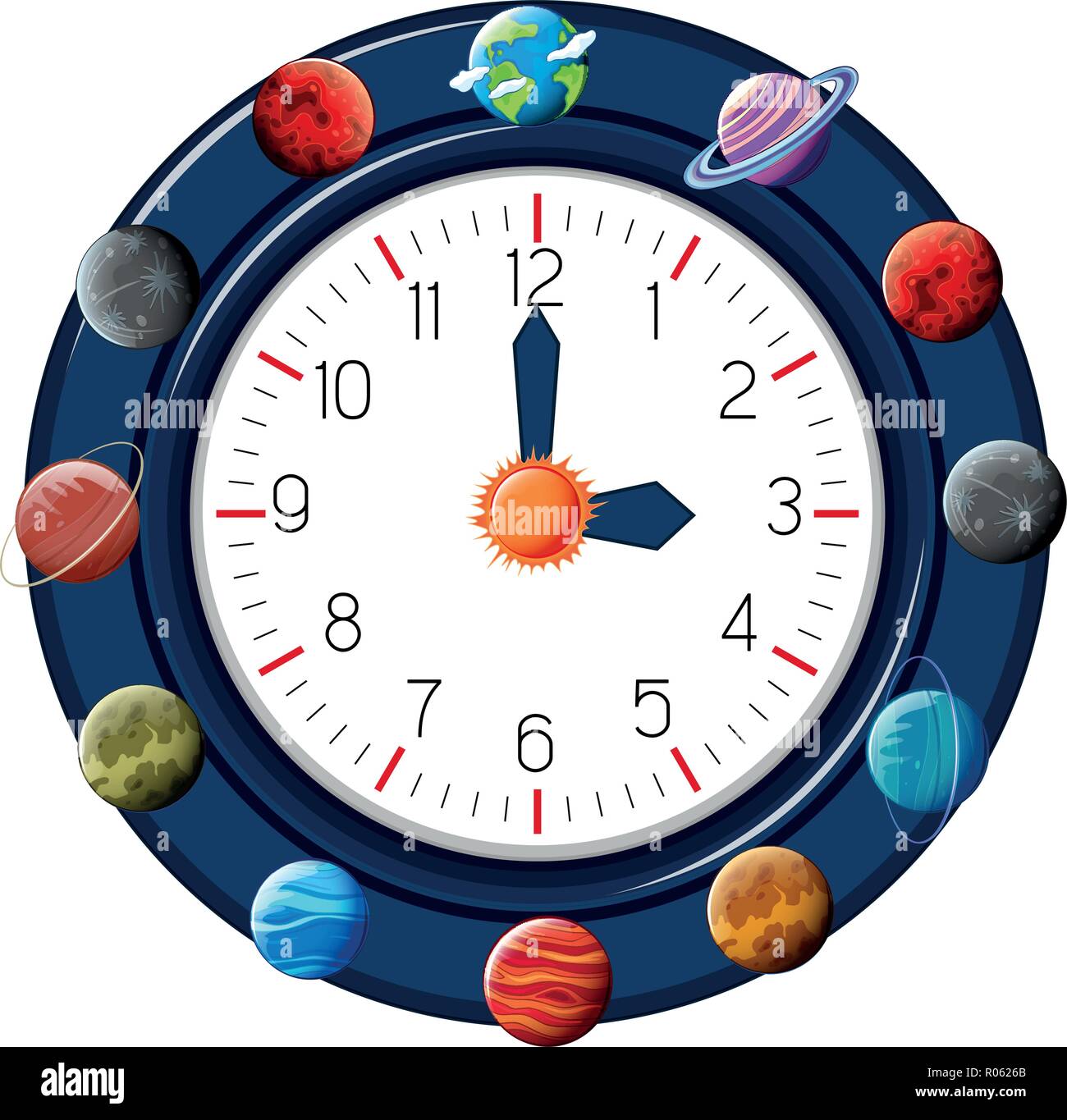 fun planet themed clock illustration Stock Vector Image & Art - Alamy