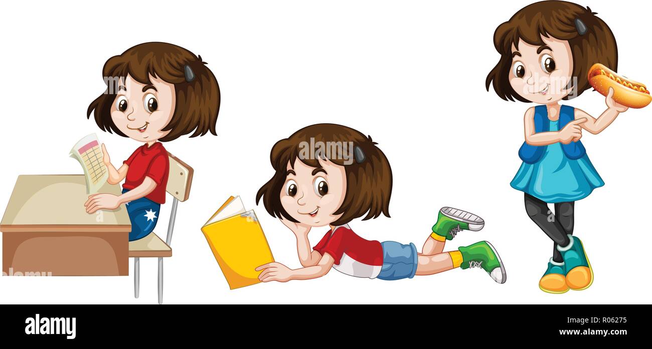 Set of girl activity illustration Stock Vector Image & Art - Alamy