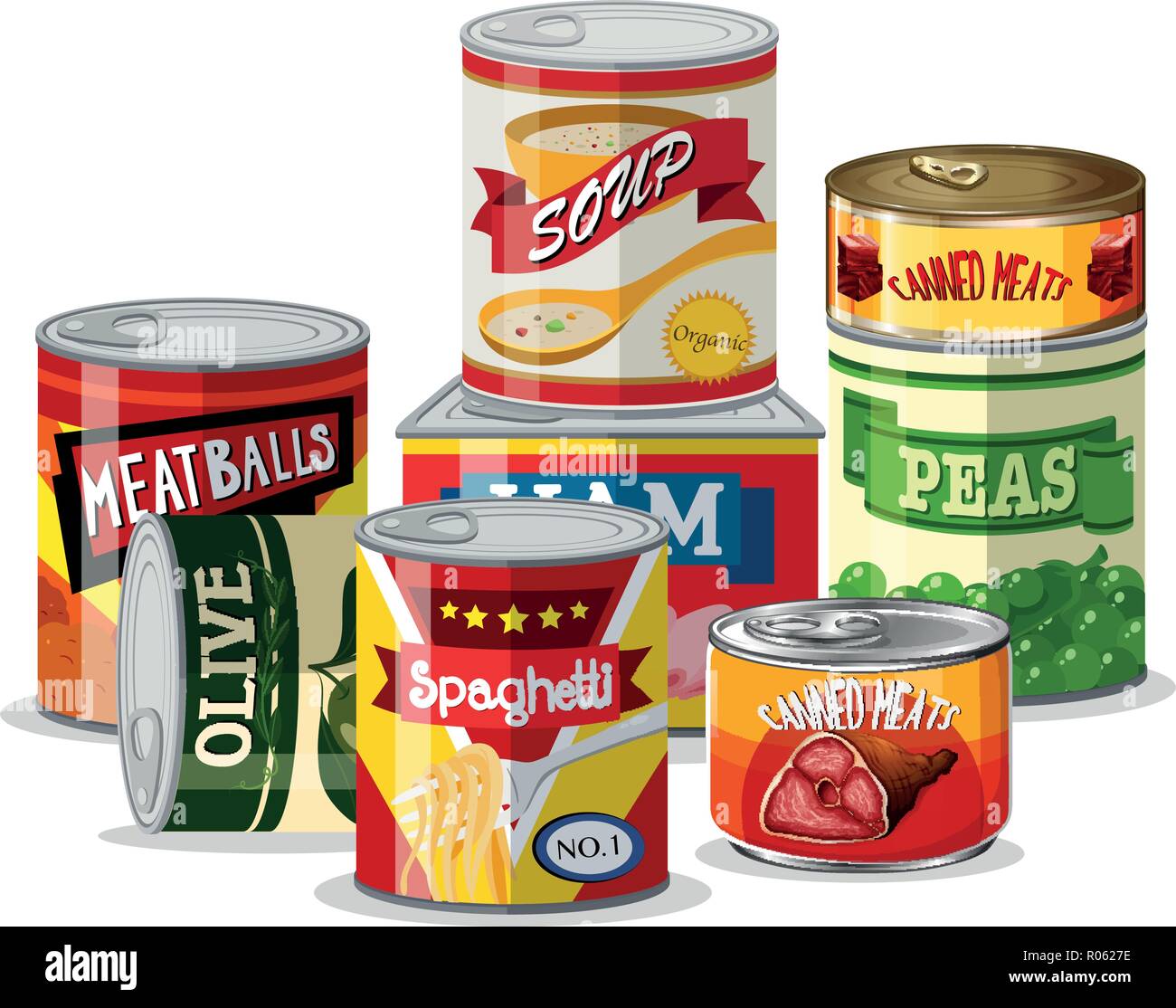 Set of tin food illustration Stock Vector Image & Art - Alamy