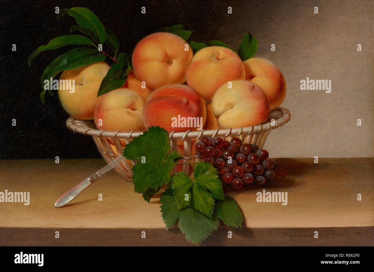 Still Life: Basket of Peaches. Raphaelle Peale, 1816 Stock Photo - Alamy
