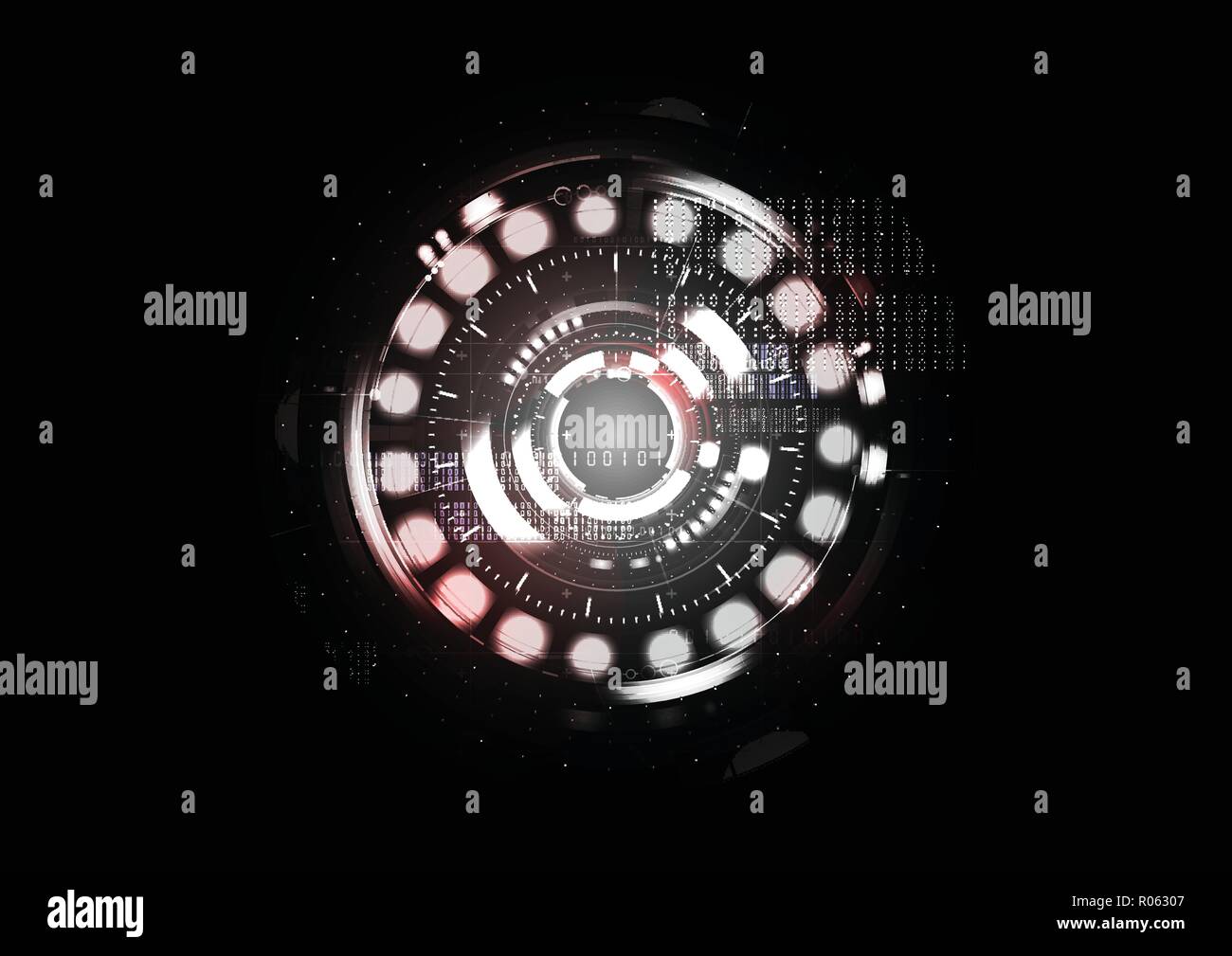 Technological abstract red light interface background vector design ...
