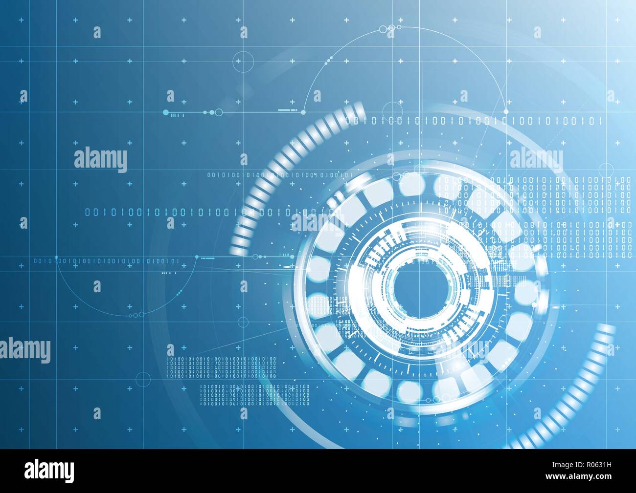 Abstract technological future interface digital blueprint drawing ...
