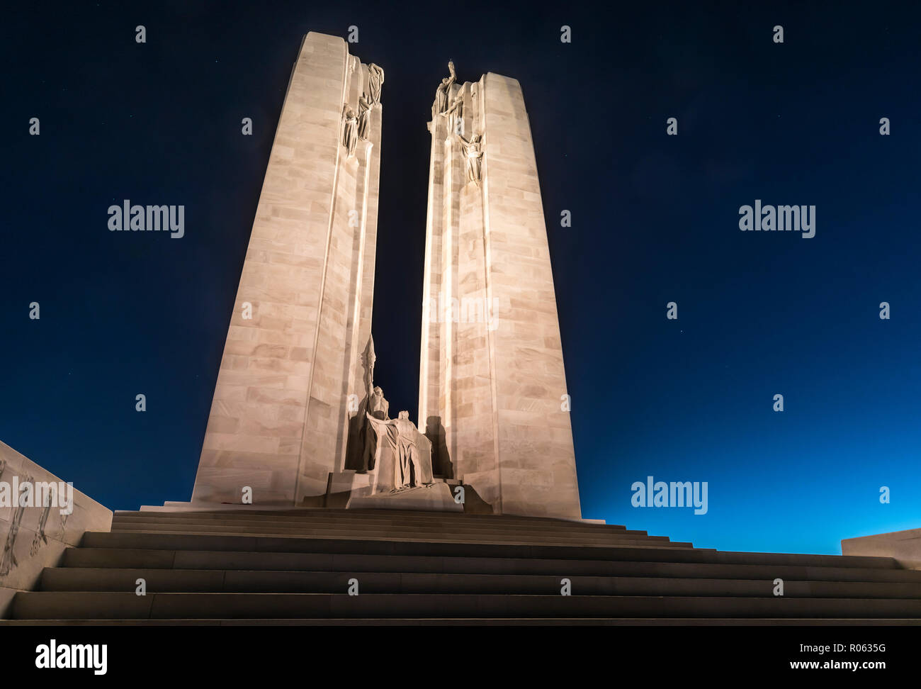 The Canadian First World War memorial at Vimy Ridge at sunset near ...