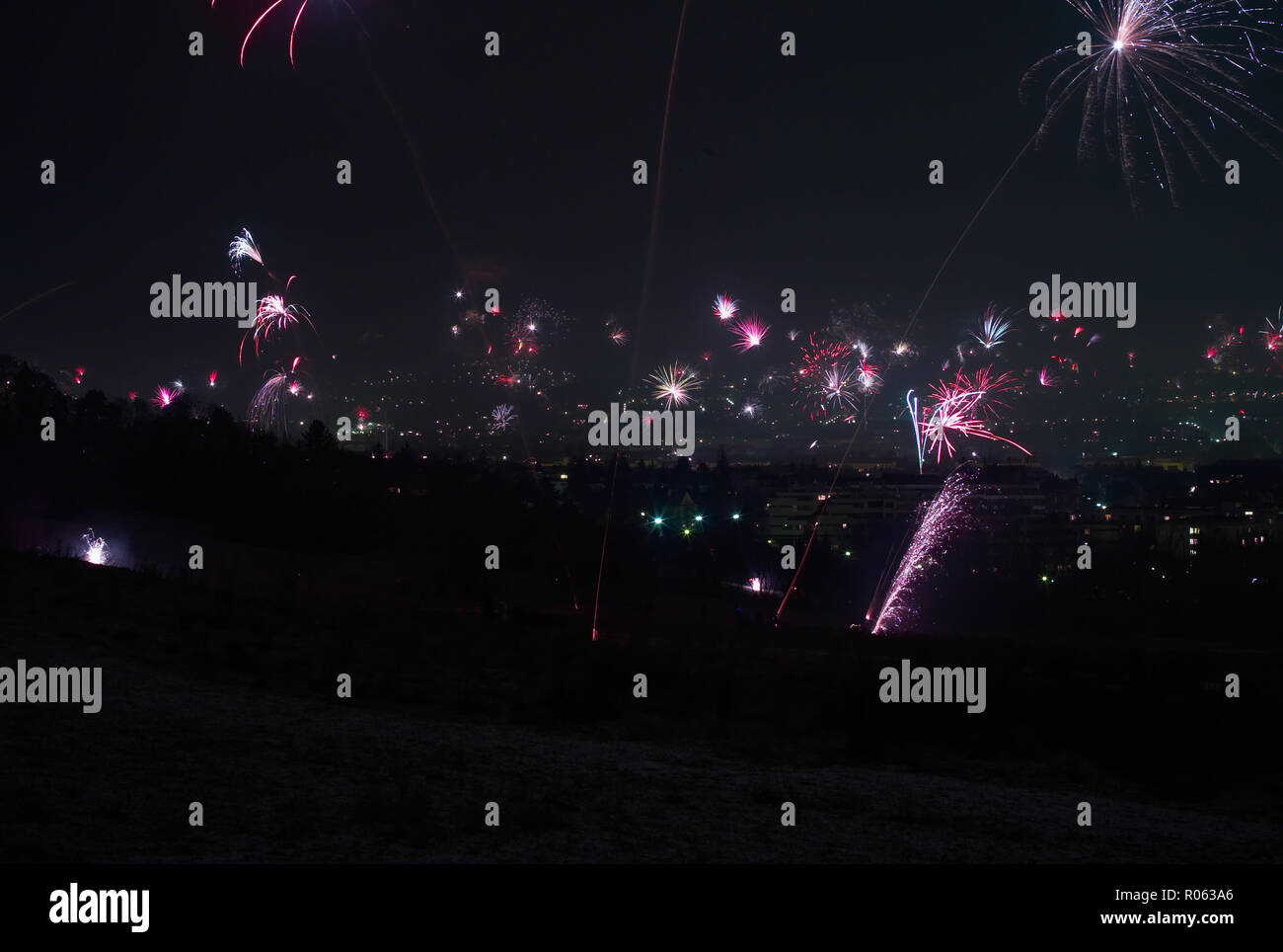 New Year's Eve Fireworks over Vienna, Austria Stock Photo - Alamy