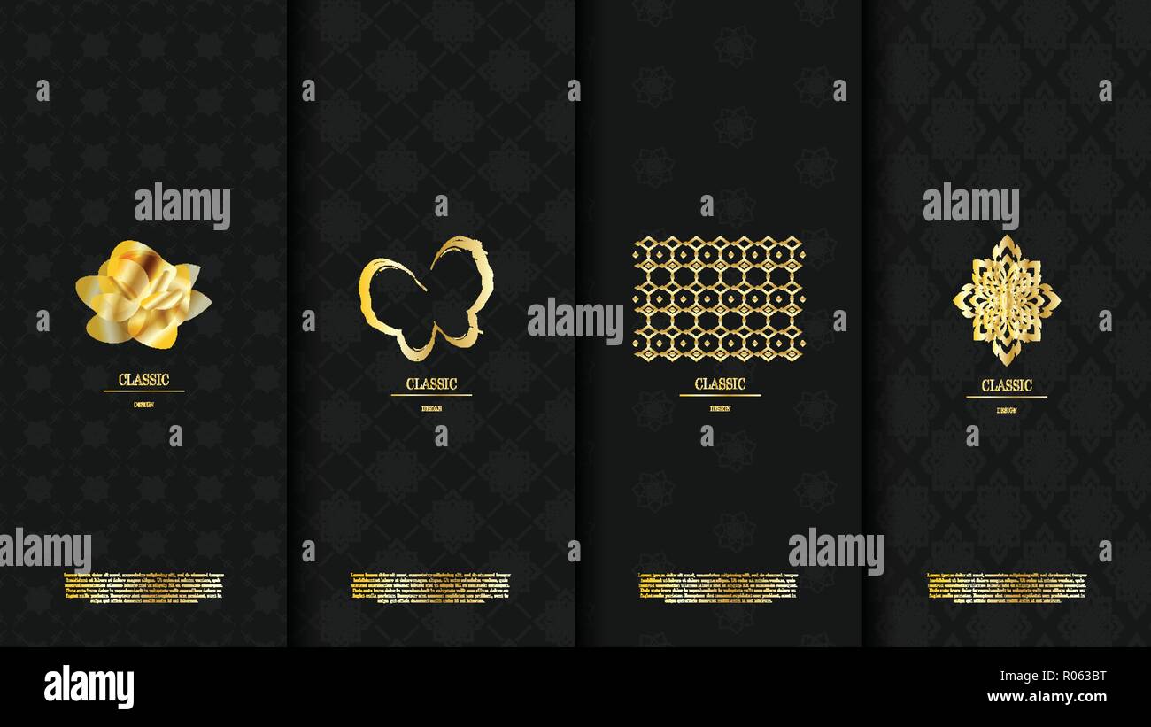 Packaging template of exotic Thai pattern design element concept dark ...