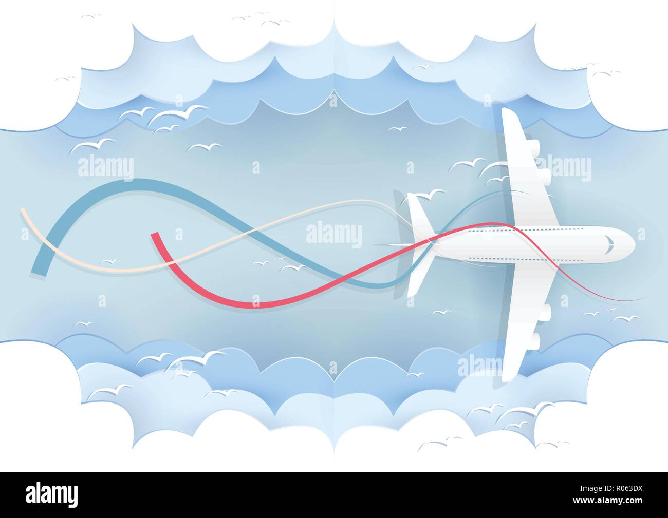 paper art plane on the sky logistic travel concept vector background ...