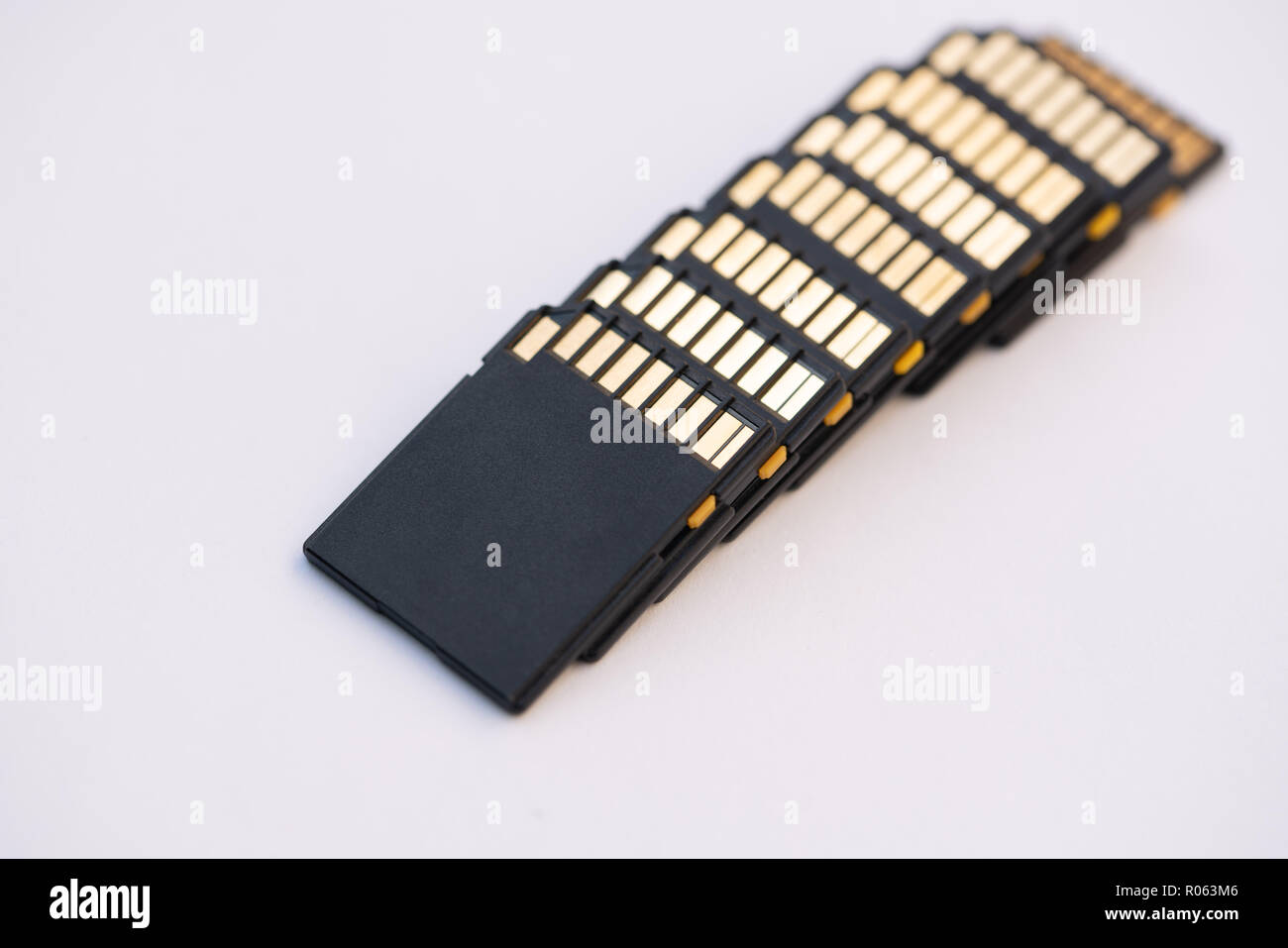Pile of flash SD storage cards isolated on the white background Stock ...