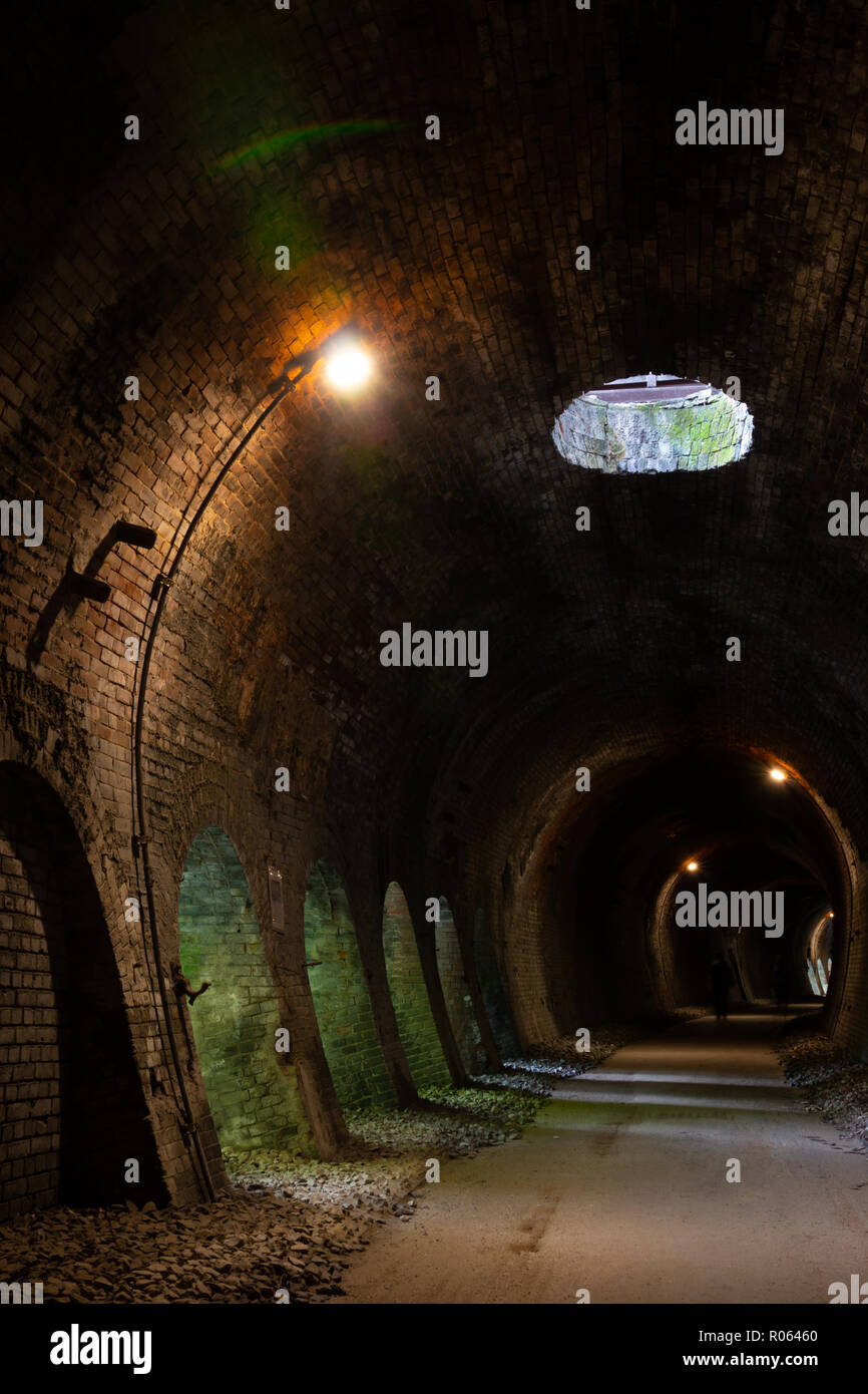 Disused century-old railway tunnel converted into a hiking path Stock ...