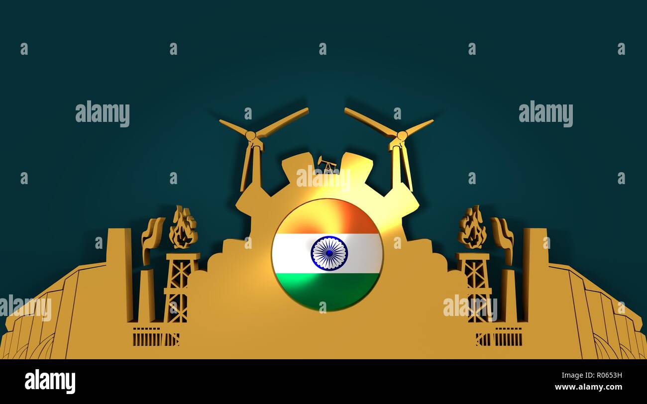 Energy and Power icons set with India flag Stock Photo - Alamy