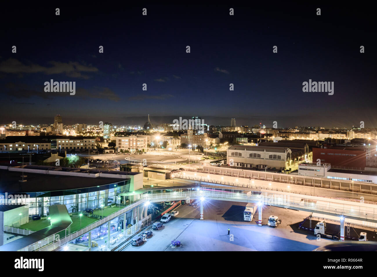 night view of the city of Valencia from the ship Stock Photo - Alamy