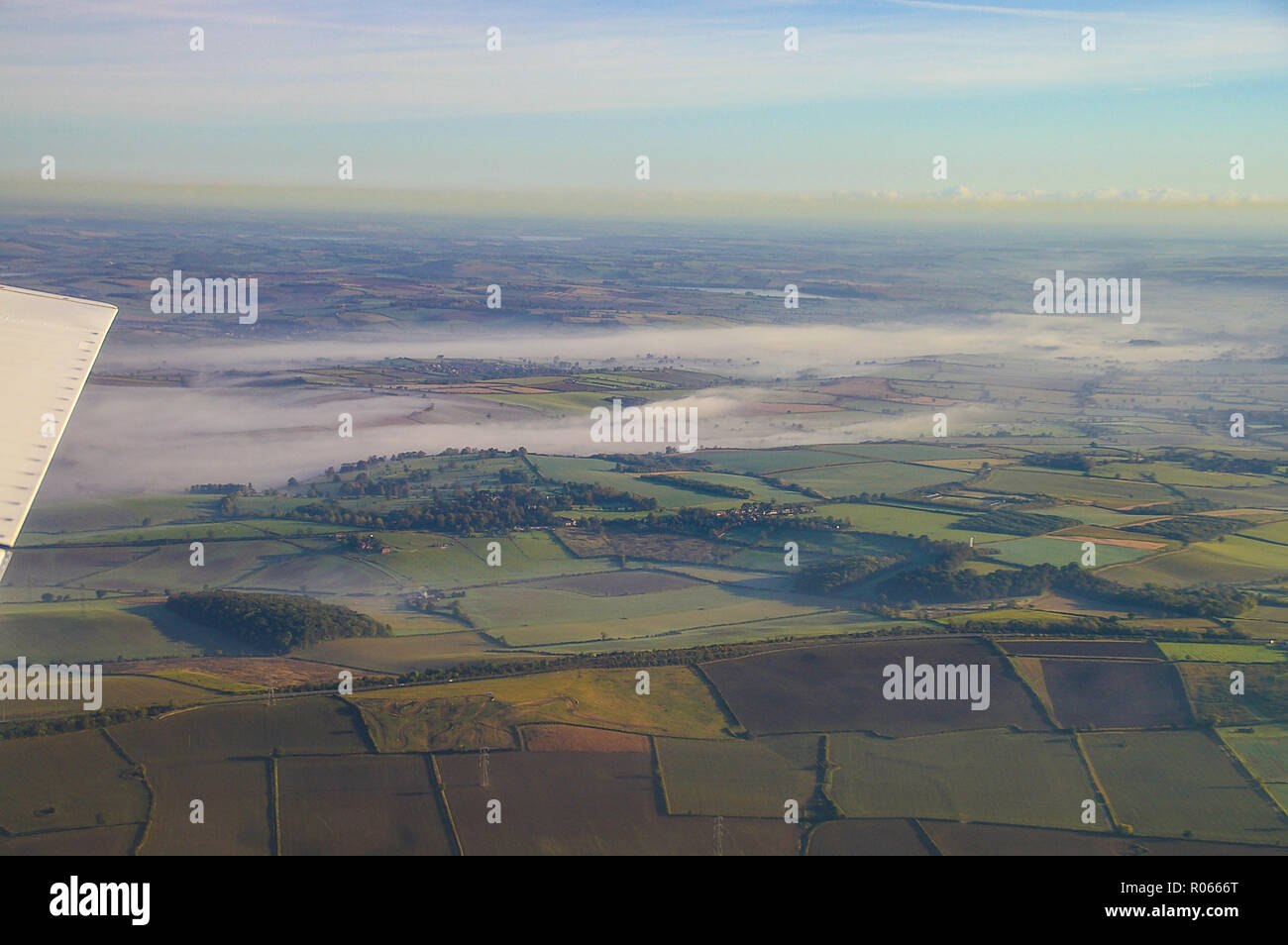 Morning mist, fog, ground mist, ground fog low on Cambridgeshire ...